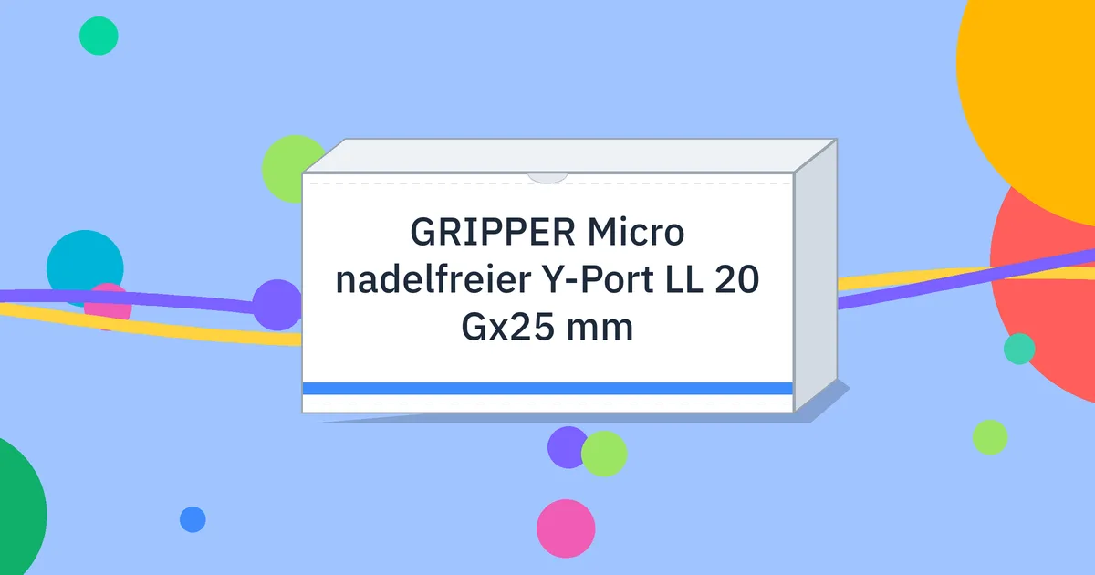 Symbolbild: Packung mit der Aufschrift GRIPPER Micro nadelfreier Y-Port LL 20 Gx25 mm (PZN 16747362) – Verfügbarkeit und Bezug in Apotheken in Frankfurt am Main