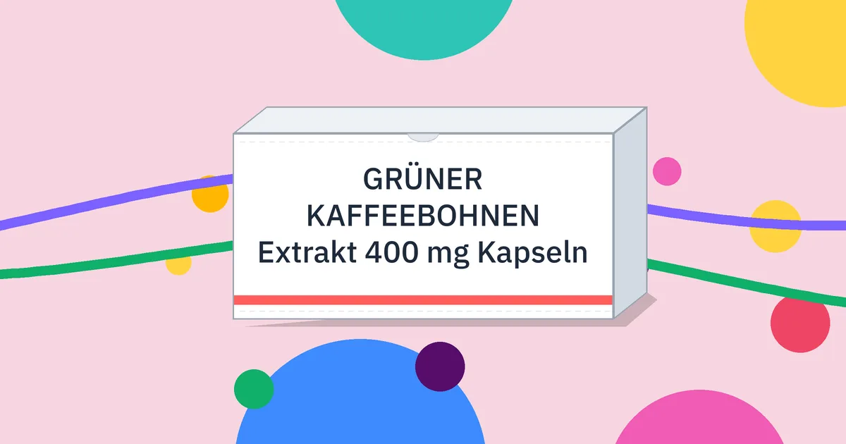 Symbolbild: Packung mit der Aufschrift GRÜNER KAFFEEBOHNEN Extrakt 400 mg Kapseln (PZN 10189553) – Verfügbarkeit und Bezug in Apotheken in Frankfurt am Main