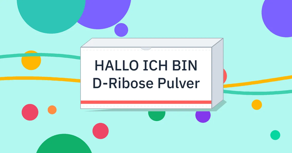 Symbolbild: Packung mit der Aufschrift HALLO ICH BIN D-Ribose Pulver (PZN 14321162) – Verfügbarkeit und Bezug in Apotheken in Frankfurt am Main