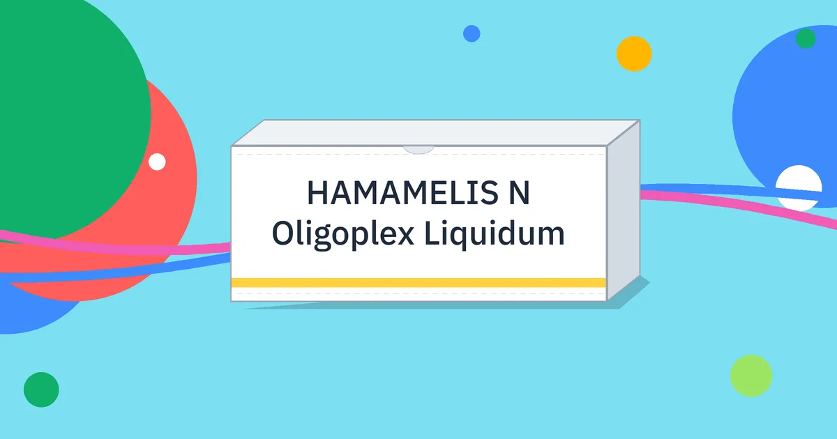 Symbolbild: Packung mit der Aufschrift HAMAMELIS N Oligoplex Liquidum (PZN 03709905) – Verfügbarkeit und Bezug in Apotheken in Frankfurt am Main