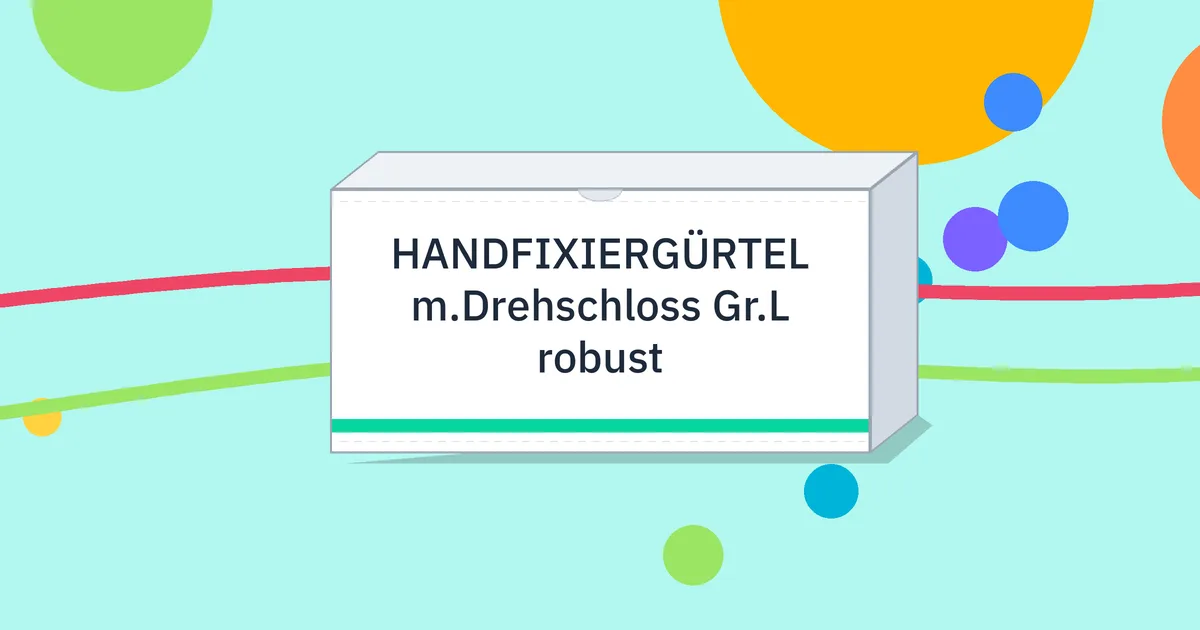 Symbolbild: Packung mit der Aufschrift HANDFIXIERGÜRTEL m.Drehschloss Gr.L robust (PZN 11569884) – Verfügbarkeit und Bezug in Apotheken in Frankfurt am Main