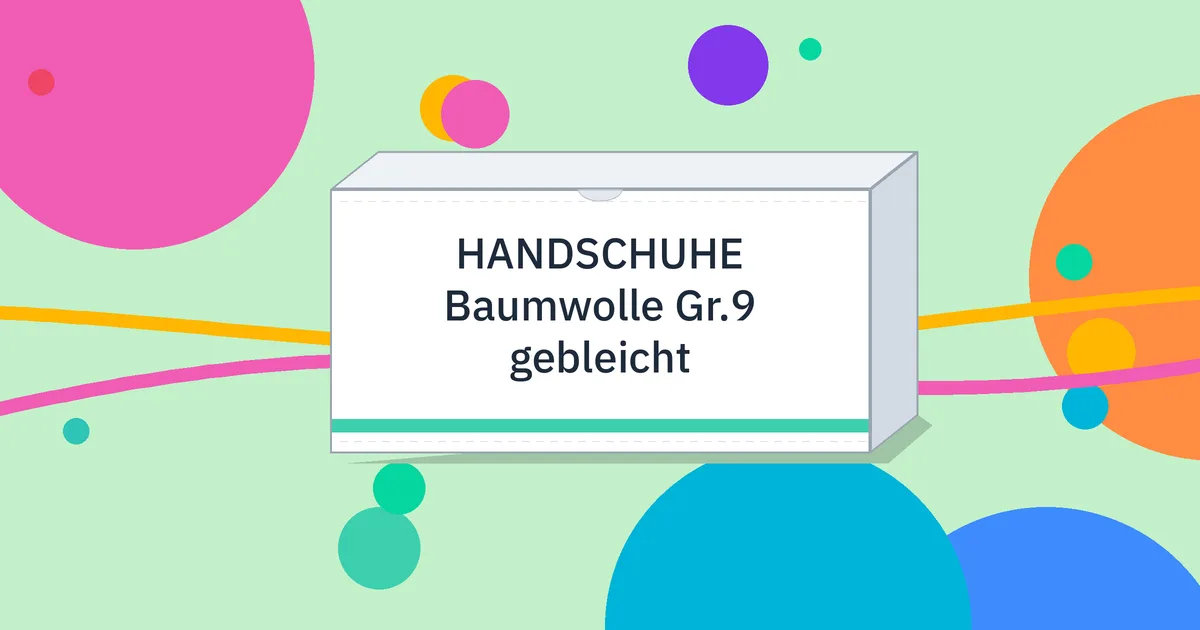 Symbolbild: Packung mit der Aufschrift HANDSCHUHE Baumwolle Gr.9 gebleicht (PZN 01468923) – Verfügbarkeit und Bezug in Apotheken in Frankfurt am Main