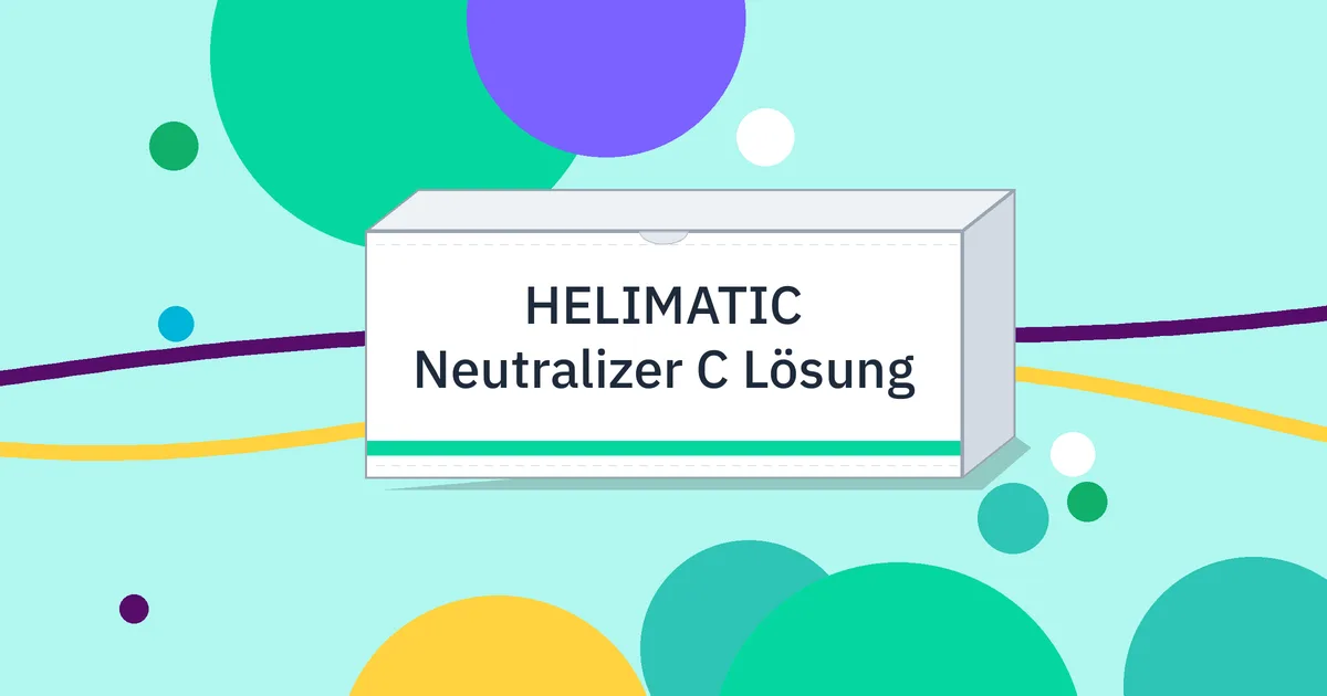 Symbolbild: Packung mit der Aufschrift HELIMATIC Neutralizer C Lösung (PZN 03480992) – Verfügbarkeit und Bezug in Apotheken in Frankfurt am Main