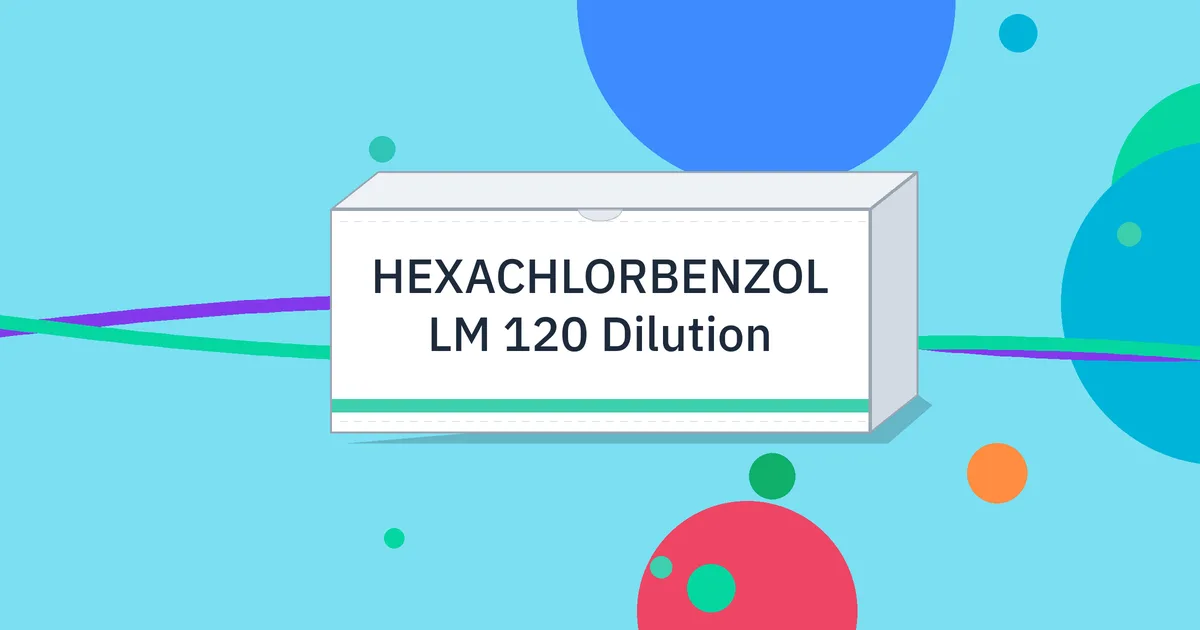Symbolbild: Packung mit der Aufschrift HEXACHLORBENZOL LM 120 Dilution (PZN 12889125) – Verfügbarkeit und Bezug in Apotheken in Frankfurt am Main