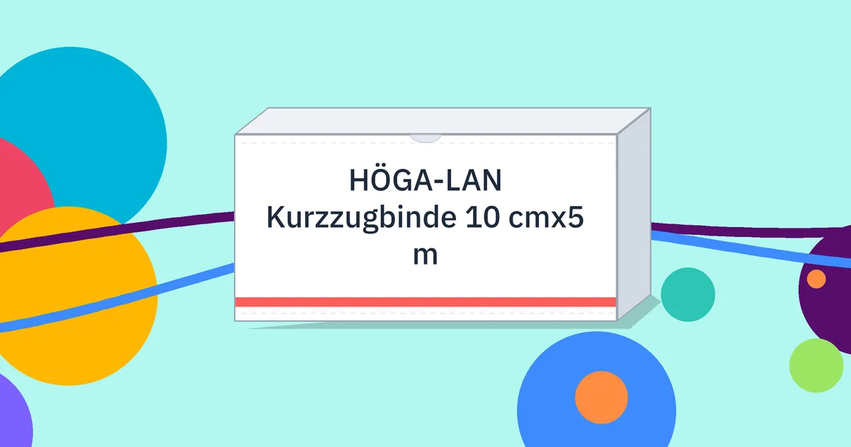 Symbolbild: Packung mit der Aufschrift HÖGA-LAN Kurzzugbinde 10 cmx5 m (PZN 07688755) – Verfügbarkeit und Bezug in Apotheken in Frankfurt am Main