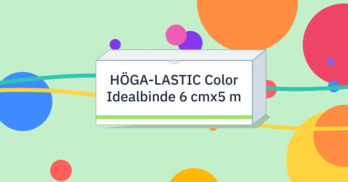 Symbolbild: Packung mit der Aufschrift HÖGA-LASTIC Color Idealbinde 6 cmx5 m (PZN 02331215) – Verfügbarkeit und Bezug in Apotheken in Frankfurt am Main