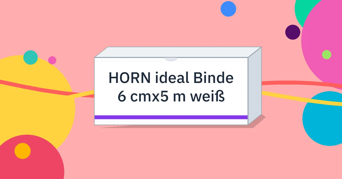 Symbolbild: Packung mit der Aufschrift HORN ideal Binde 6 cmx5 m weiß (PZN 04313233) – Verfügbarkeit und Bezug in Apotheken in Frankfurt am Main