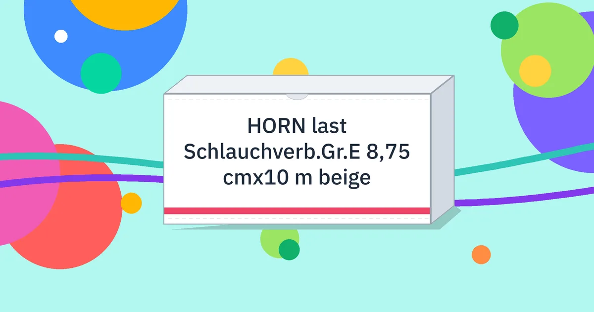 Symbolbild: Packung mit der Aufschrift HORN last Schlauchverb.Gr.E 8,75 cmx10 m beige (PZN 04635959) – Verfügbarkeit und Bezug in Apotheken in Frankfurt am Main