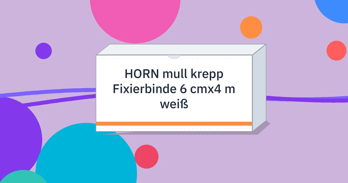 Symbolbild: Packung mit der Aufschrift HORN mull krepp Fixierbinde 6 cmx4 m weiß (PZN 04659032) – Verfügbarkeit und Bezug in Apotheken in Frankfurt am Main