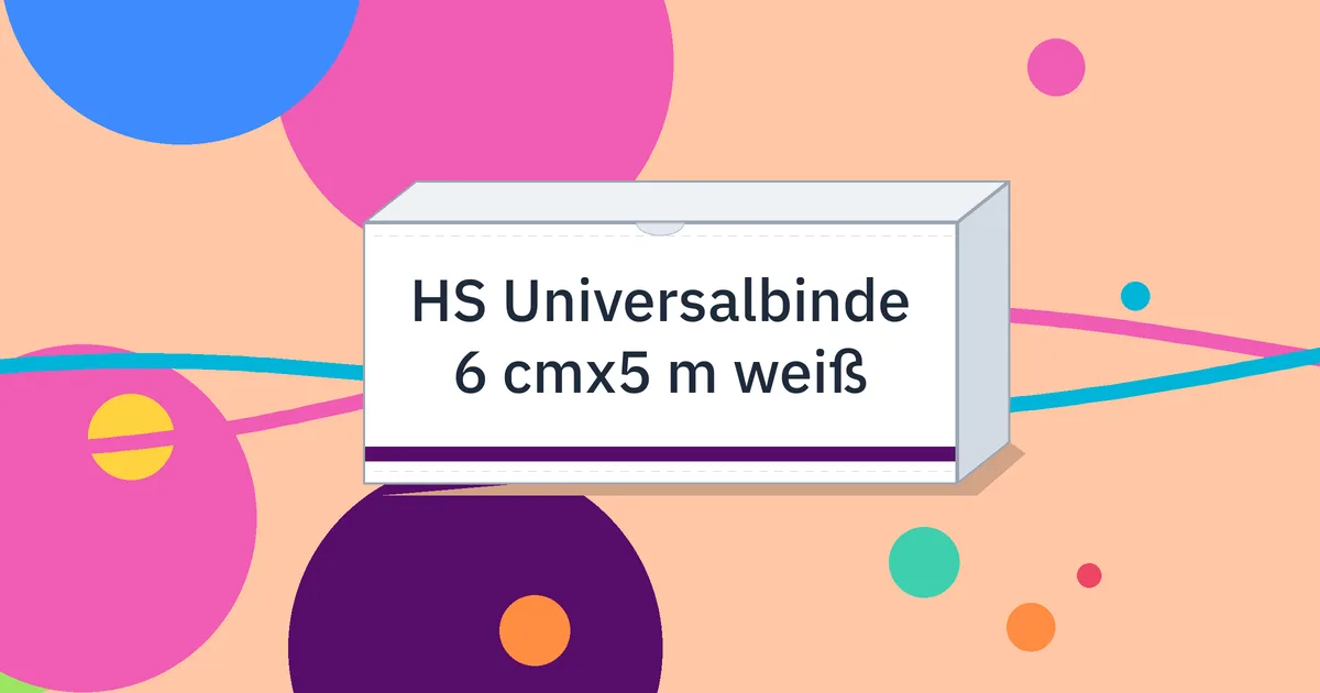 Symbolbild: Packung mit der Aufschrift HS Universalbinde 6 cmx5 m weiß (PZN 09742482) – Verfügbarkeit und Bezug in Apotheken in Frankfurt am Main