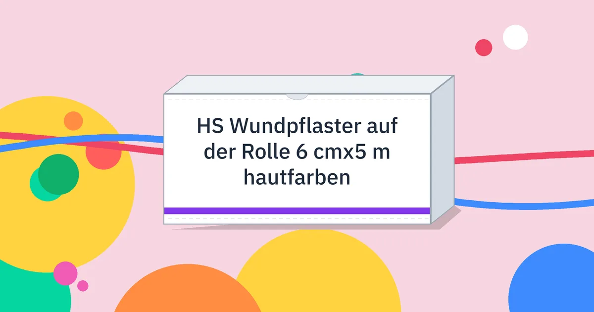 Symbolbild: Packung mit der Aufschrift HS Wundpflaster auf der Rolle 6 cmx5 m hautfarben (PZN 09742074) – Verfügbarkeit und Bezug in Apotheken in Frankfurt am Main