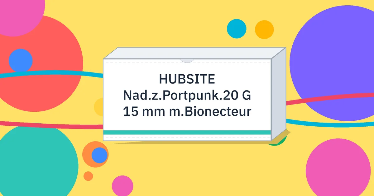 Symbolbild: Packung mit der Aufschrift HUBSITE Nad.z.Portpunk.20 G 15 mm m.Bionecteur (PZN 00968351) – Verfügbarkeit und Bezug in Apotheken in Frankfurt am Main