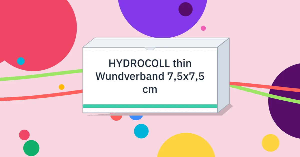Symbolbild: Packung mit der Aufschrift HYDROCOLL thin Wundverband 7,5x7,5 cm (PZN 17381064) – Verfügbarkeit und Bezug in Apotheken in Frankfurt am Main