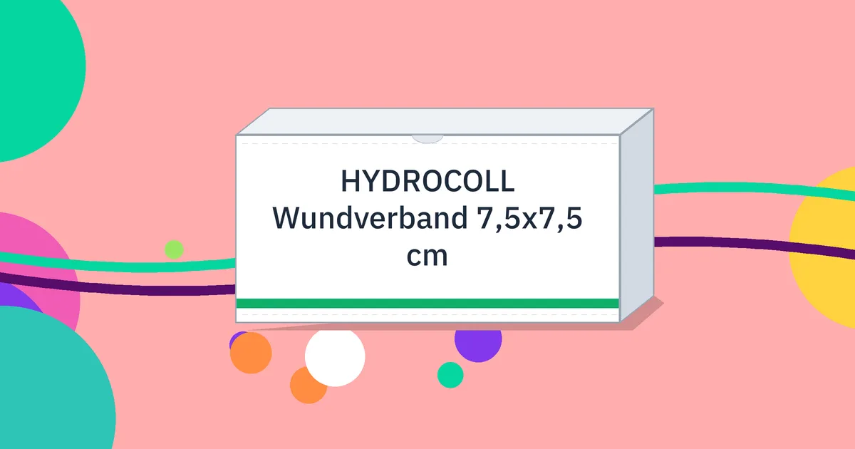 Symbolbild: Packung mit der Aufschrift HYDROCOLL Wundverband 7,5x7,5 cm (PZN 18110344) – Verfügbarkeit und Bezug in Apotheken in Frankfurt am Main