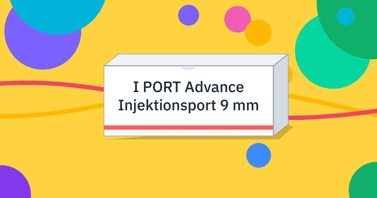 Symbolbild: Packung mit der Aufschrift I PORT Advance Injektionsport 9 mm (PZN 10010212) – Verfügbarkeit und Bezug in Apotheken in Frankfurt am Main