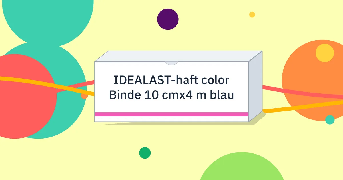 Symbolbild: Packung mit der Aufschrift IDEALAST-haft color Binde 10 cmx4 m blau (PZN 10109407) – Verfügbarkeit und Bezug in Apotheken in Frankfurt am Main