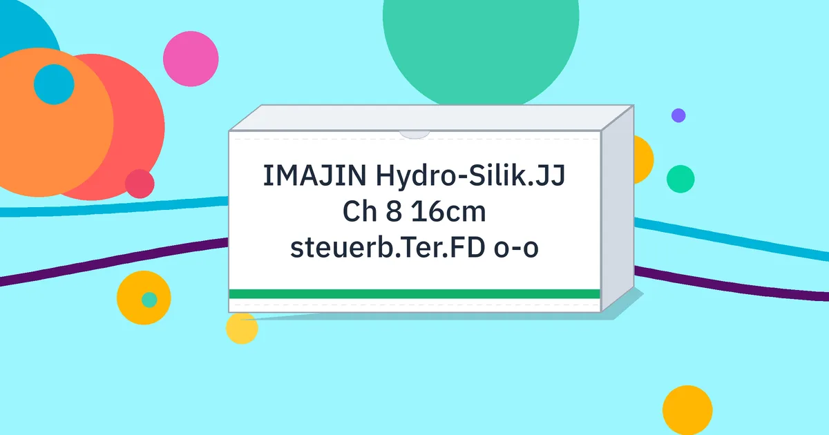 Symbolbild: Packung mit der Aufschrift IMAJIN Hydro-Silik.JJ Ch 8 16cm steuerb.Ter.FD o-o (PZN 17999166) – Verfügbarkeit und Bezug in Apotheken in Frankfurt am Main