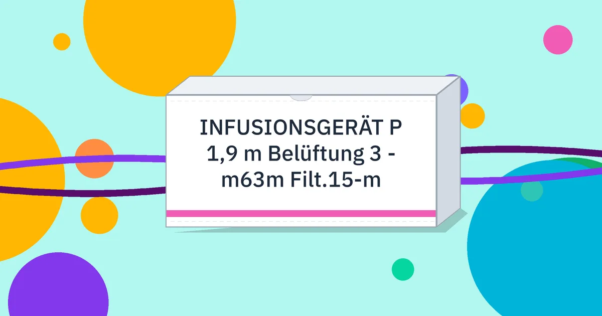 Symbolbild: Packung mit der Aufschrift INFUSIONSGERÄT P 1,9 m Belüftung 3 -m63m Filt.15-m (PZN 17486768) – Verfügbarkeit und Bezug in Apotheken in Frankfurt am Main