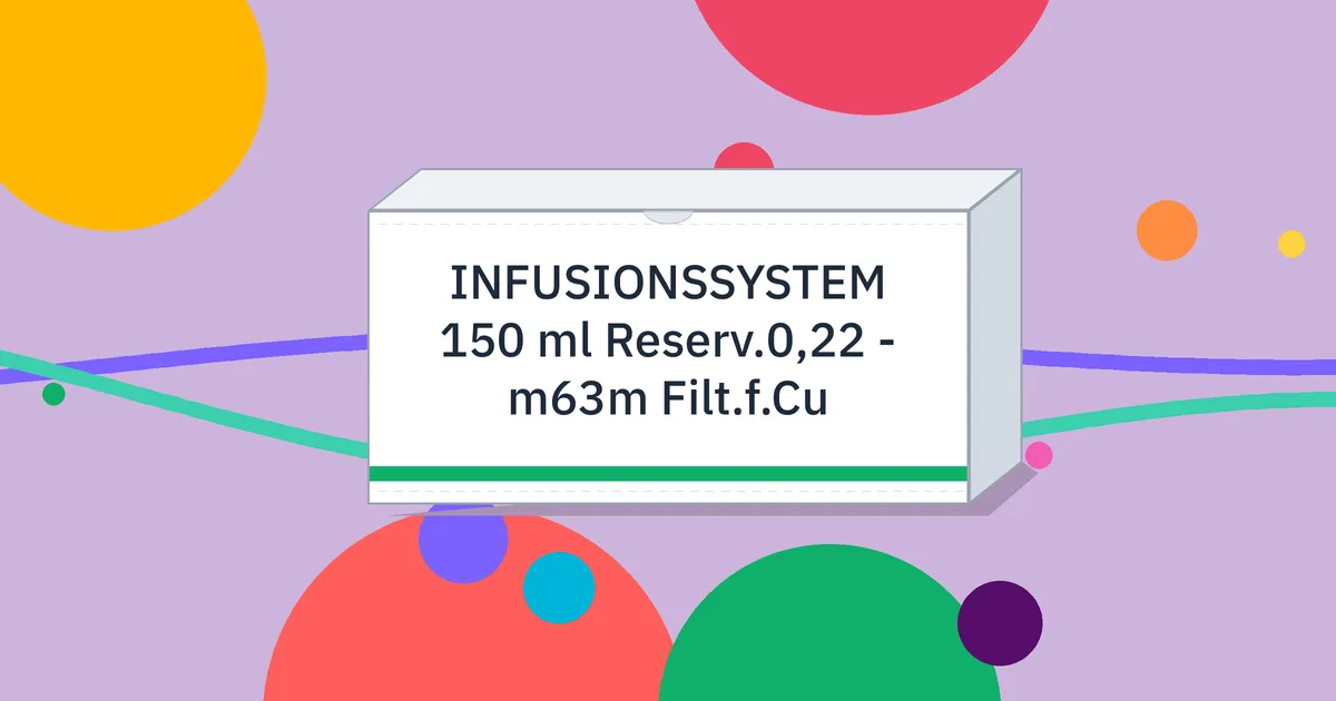 Symbolbild: Packung mit der Aufschrift INFUSIONSSYSTEM 150 ml Reserv.0,22 -m63m Filt.f.Cu (PZN 04687749) – Verfügbarkeit und Bezug in Apotheken in Frankfurt am Main