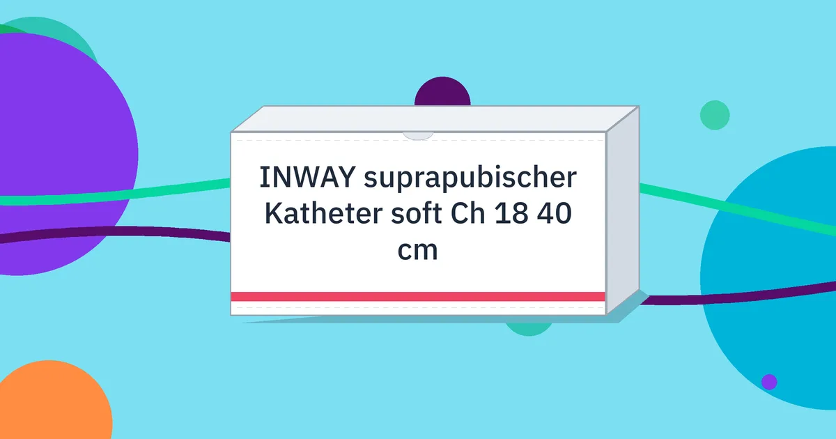 Symbolbild: Packung mit der Aufschrift INWAY suprapubischer Katheter soft Ch 18 40 cm (PZN 10181362) – Verfügbarkeit und Bezug in Apotheken in Frankfurt am Main