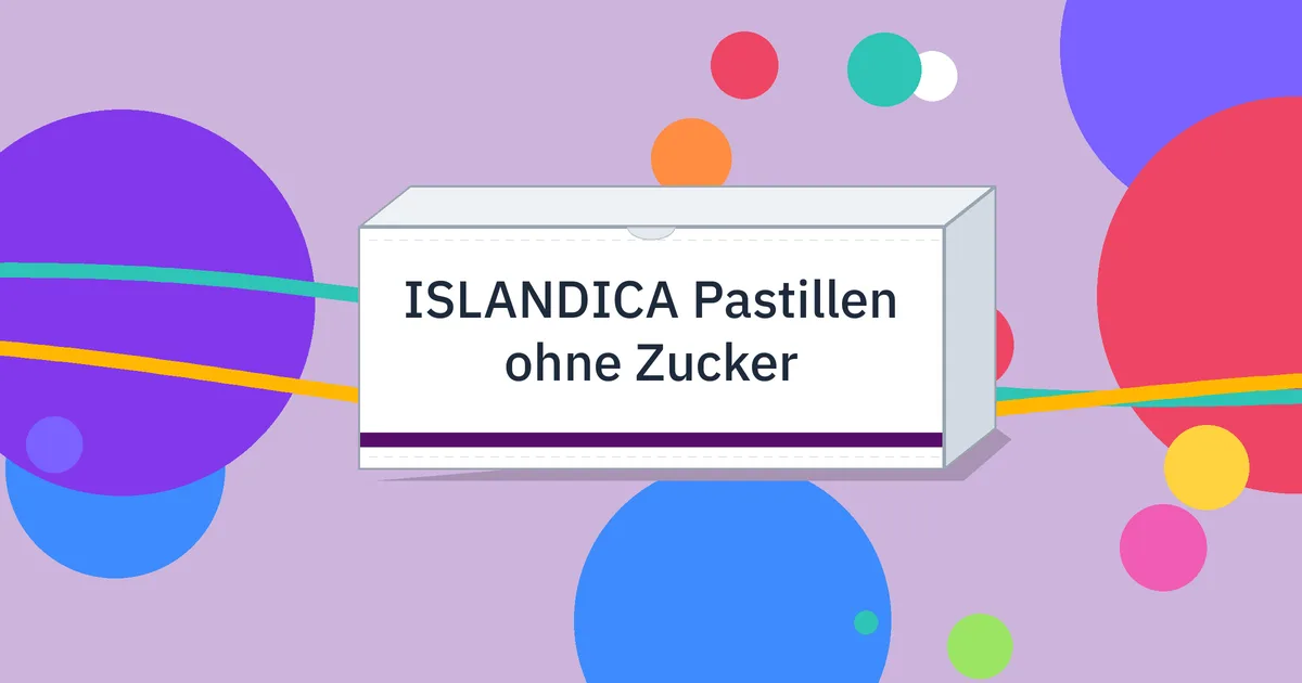 Symbolbild: Packung mit der Aufschrift ISLANDICA Pastillen ohne Zucker (PZN 03528109) – Verfügbarkeit und Bezug in Apotheken in Frankfurt am Main