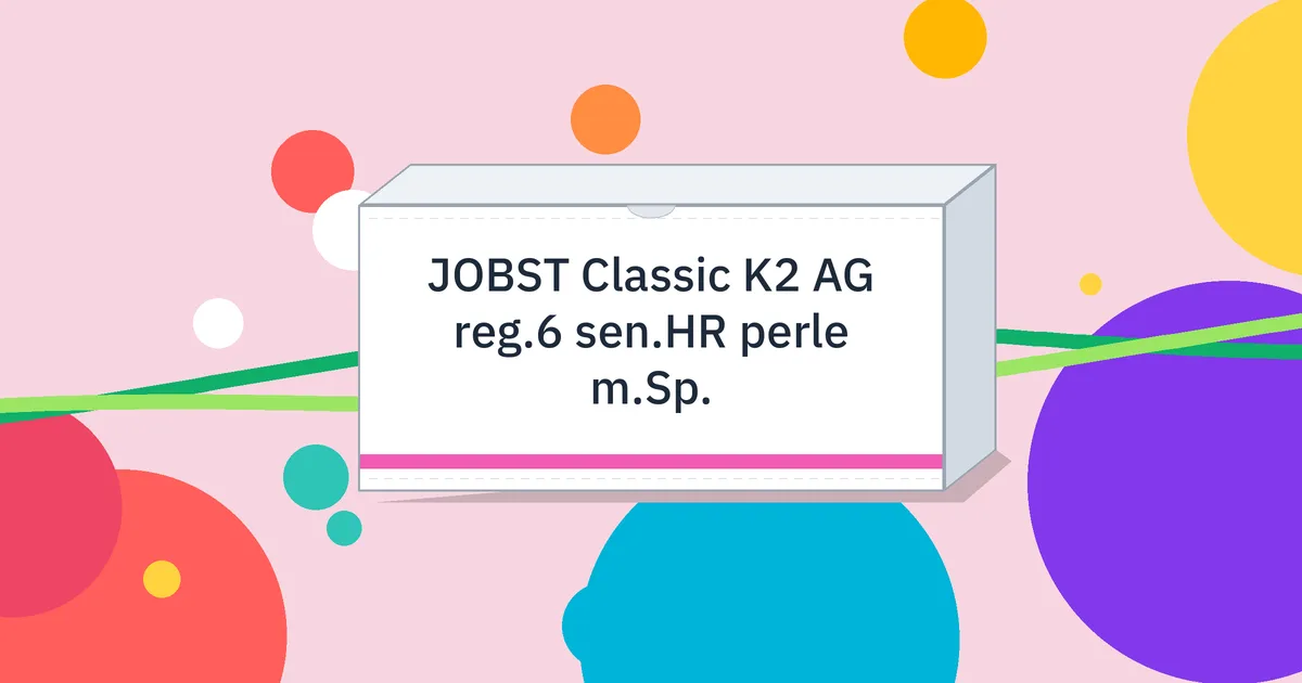 Symbolbild: Packung mit der Aufschrift JOBST Classic K2 AG reg.6 sen.HR perle m.Sp. (PZN 17960230) – Verfügbarkeit und Bezug in Apotheken in Frankfurt am Main
