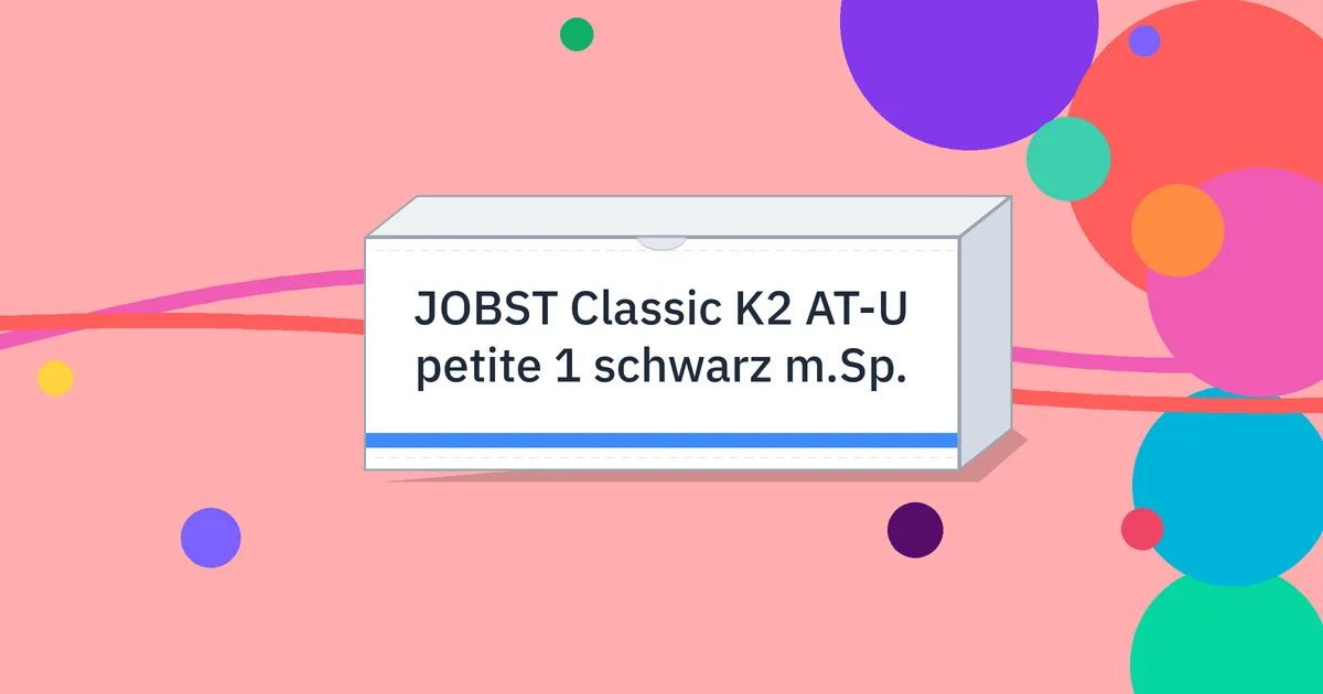 Symbolbild: Packung mit der Aufschrift JOBST Classic K2 AT-U petite 1 schwarz m.Sp. (PZN 13068206) – Verfügbarkeit und Bezug in Apotheken in Frankfurt am Main