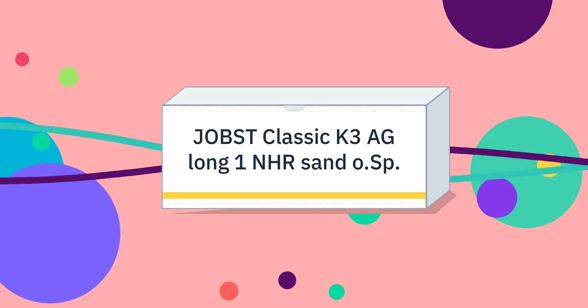 Symbolbild: Packung mit der Aufschrift JOBST Classic K3 AG long 1 NHR sand o.Sp. (PZN 13072099) – Verfügbarkeit und Bezug in Apotheken in Frankfurt am Main