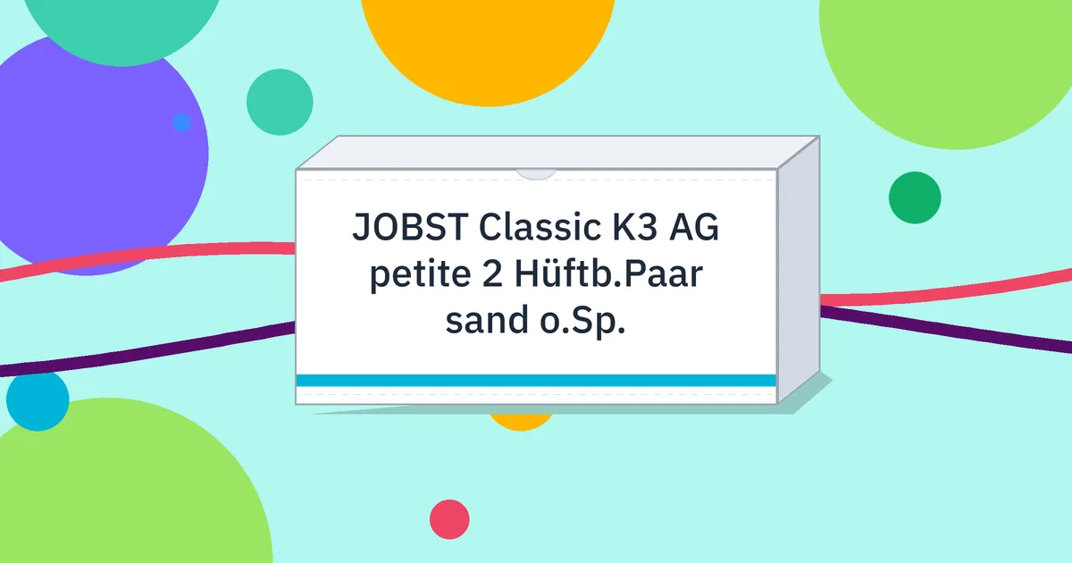 Symbolbild: Packung mit der Aufschrift JOBST Classic K3 AG petite 2 Hüftb.Paar sand o.Sp. (PZN 13078400) – Verfügbarkeit und Bezug in Apotheken in Frankfurt am Main