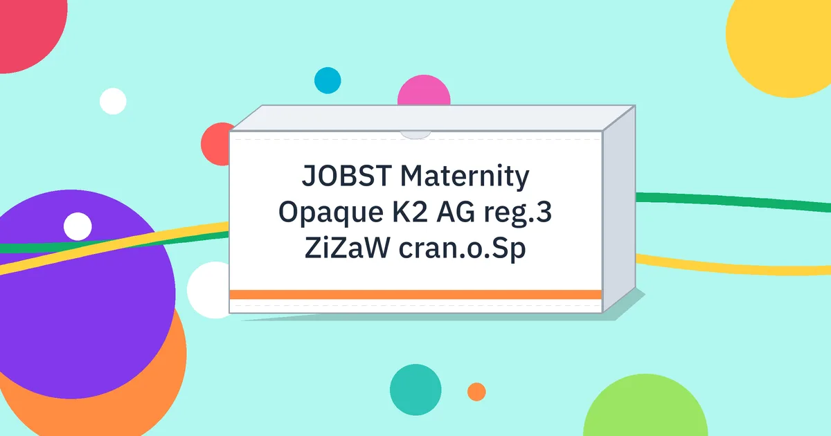 Symbolbild: Packung mit der Aufschrift JOBST Maternity Opaque K2 AG reg.3 ZiZaW cran.o.Sp (PZN 15858243) – Verfügbarkeit und Bezug in Apotheken in Frankfurt am Main