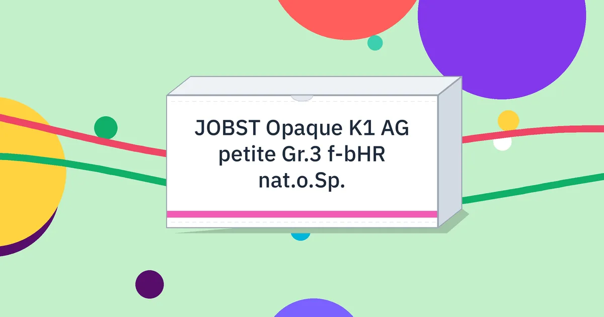 Symbolbild: Packung mit der Aufschrift JOBST Opaque K1 AG petite Gr.3 f-bHR nat.o.Sp. (PZN 13087480) – Verfügbarkeit und Bezug in Apotheken in Frankfurt am Main