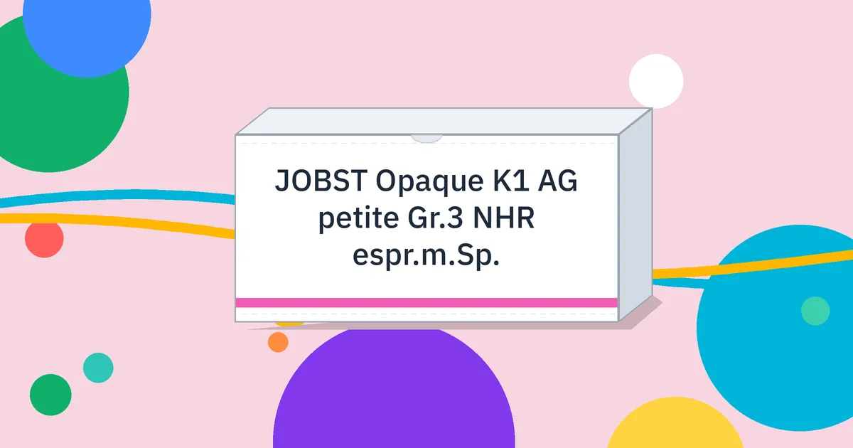 Symbolbild: Packung mit der Aufschrift JOBST Opaque K1 AG petite Gr.3 NHR espr.m.Sp. (PZN 16270598) – Verfügbarkeit und Bezug in Apotheken in Frankfurt am Main