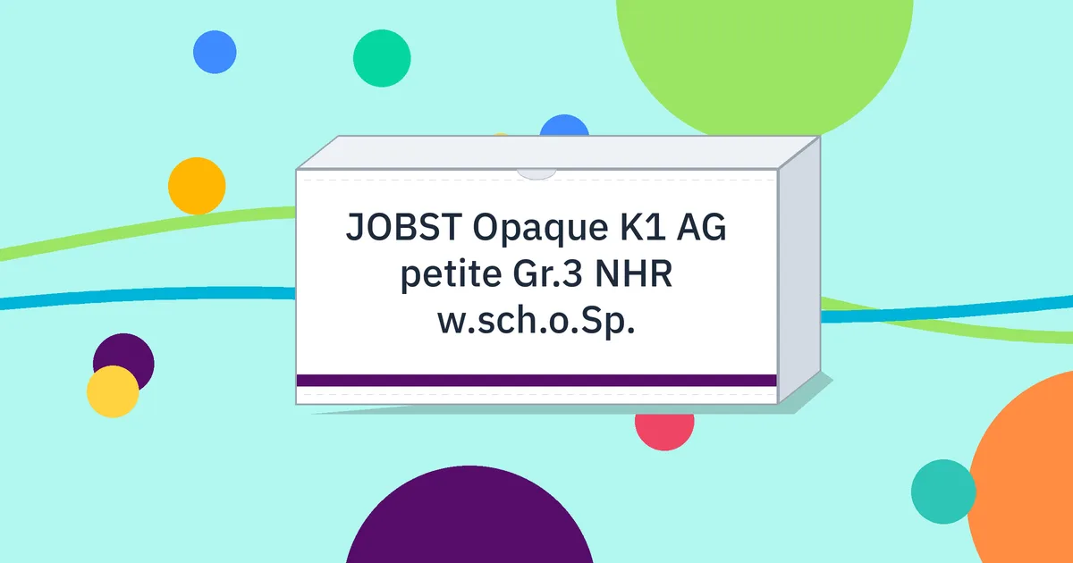 Symbolbild: Packung mit der Aufschrift JOBST Opaque K1 AG petite Gr.3 NHR w.sch.o.Sp. (PZN 13088640) – Verfügbarkeit und Bezug in Apotheken in Frankfurt am Main