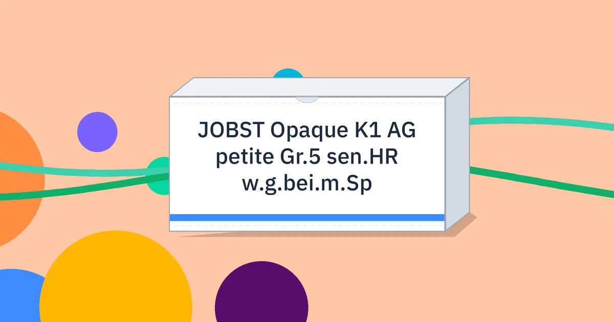 Symbolbild: Packung mit der Aufschrift JOBST Opaque K1 AG petite Gr.5 sen.HR w.g.bei.m.Sp (PZN 16269419) – Verfügbarkeit und Bezug in Apotheken in Frankfurt am Main