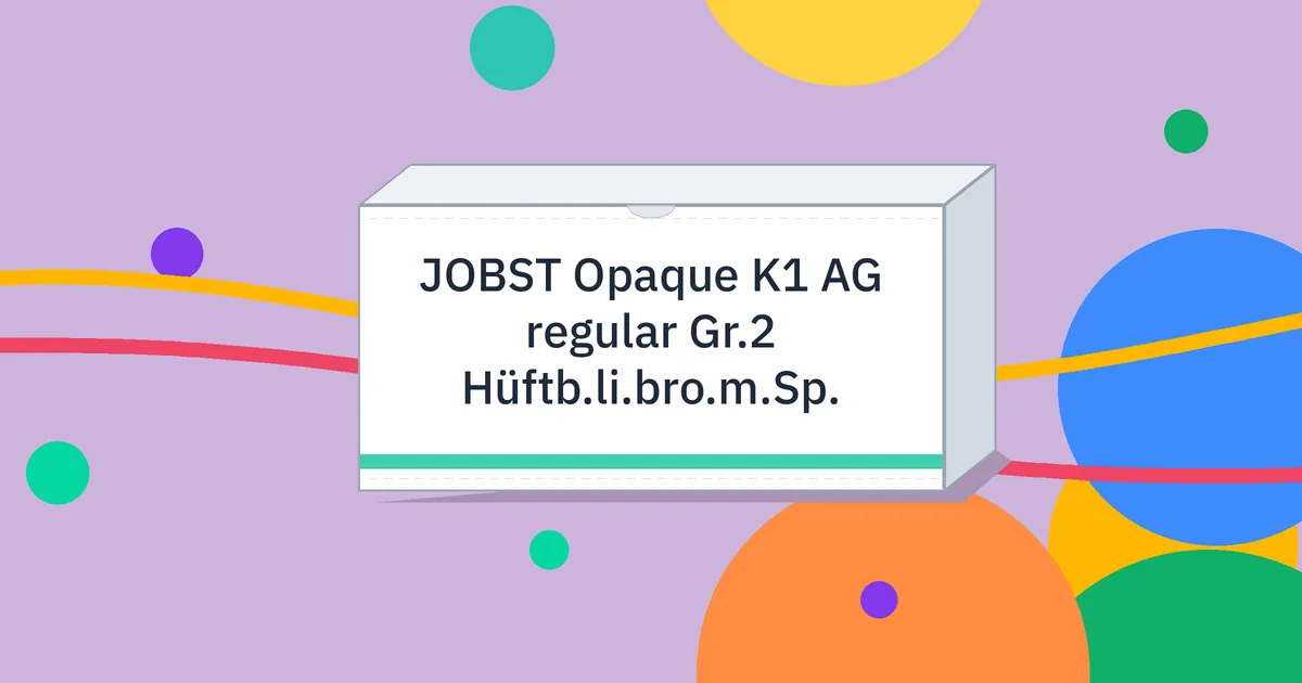Symbolbild: Packung mit der Aufschrift JOBST Opaque K1 AG regular Gr.2 Hüftb.li.bro.m.Sp. (PZN 13097366) – Verfügbarkeit und Bezug in Apotheken in Frankfurt am Main