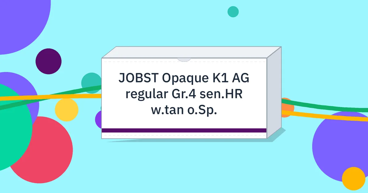 Symbolbild: Packung mit der Aufschrift JOBST Opaque K1 AG regular Gr.4 sen.HR w.tan o.Sp. (PZN 16266763) – Verfügbarkeit und Bezug in Apotheken in Frankfurt am Main
