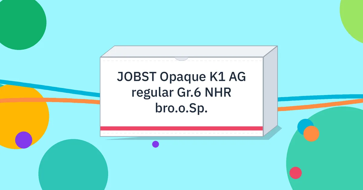 Symbolbild: Packung mit der Aufschrift JOBST Opaque K1 AG regular Gr.6 NHR bro.o.Sp. (PZN 13095083) – Verfügbarkeit und Bezug in Apotheken in Frankfurt am Main