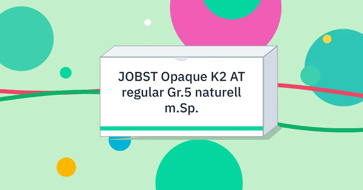 Symbolbild: Packung mit der Aufschrift JOBST Opaque K2 AT regular Gr.5 naturell m.Sp. (PZN 11257222) – Verfügbarkeit und Bezug in Apotheken in Frankfurt am Main