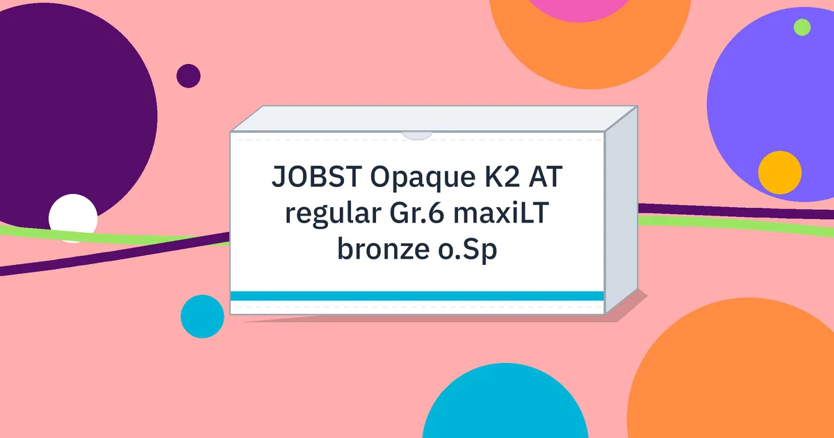 Symbolbild: Packung mit der Aufschrift JOBST Opaque K2 AT regular Gr.6 maxiLT bronze o.Sp (PZN 13121886) – Verfügbarkeit und Bezug in Apotheken in Frankfurt am Main