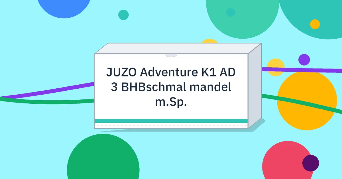 Symbolbild: Packung mit der Aufschrift JUZO Adventure K1 AD 3 BHBschmal mandel m.Sp. (PZN 15495800) – Verfügbarkeit und Bezug in Apotheken in Frankfurt am Main