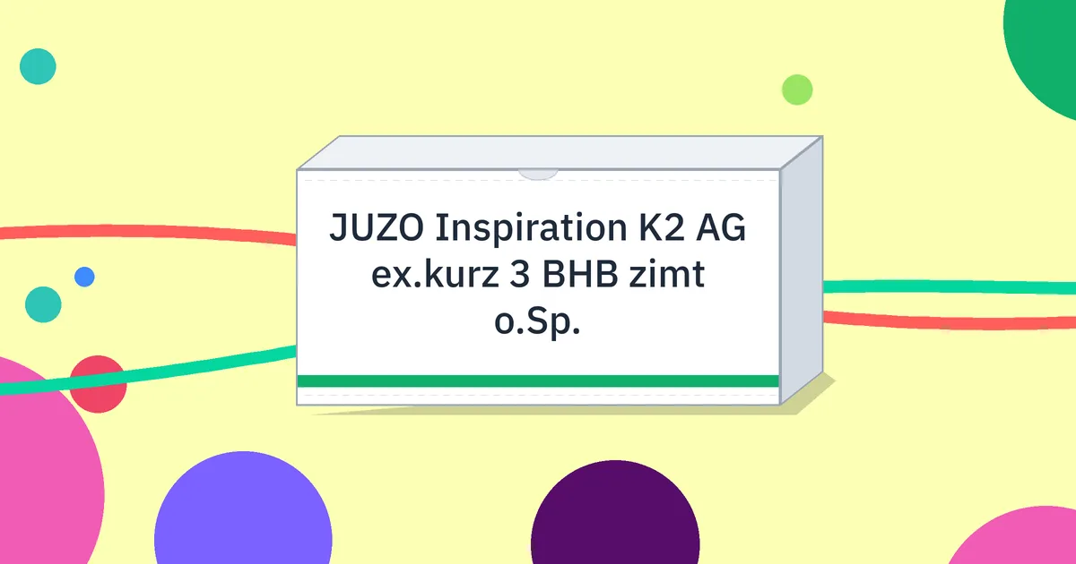 Symbolbild: Packung mit der Aufschrift JUZO Inspiration K2 AG ex.kurz 3 BHB zimt o.Sp. (PZN 14836021) – Verfügbarkeit und Bezug in Apotheken in Frankfurt am Main