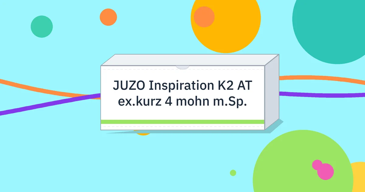 Symbolbild: Packung mit der Aufschrift JUZO Inspiration K2 AT ex.kurz 4 mohn m.Sp. (PZN 14952922) – Verfügbarkeit und Bezug in Apotheken in Frankfurt am Main
