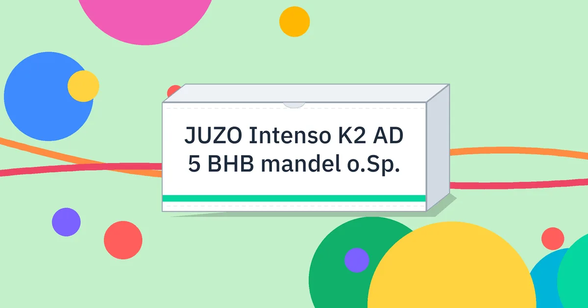Symbolbild: Packung mit der Aufschrift JUZO Intenso K2 AD 5 BHB mandel o.Sp. (PZN 18624020) – Verfügbarkeit und Bezug in Apotheken in Frankfurt am Main