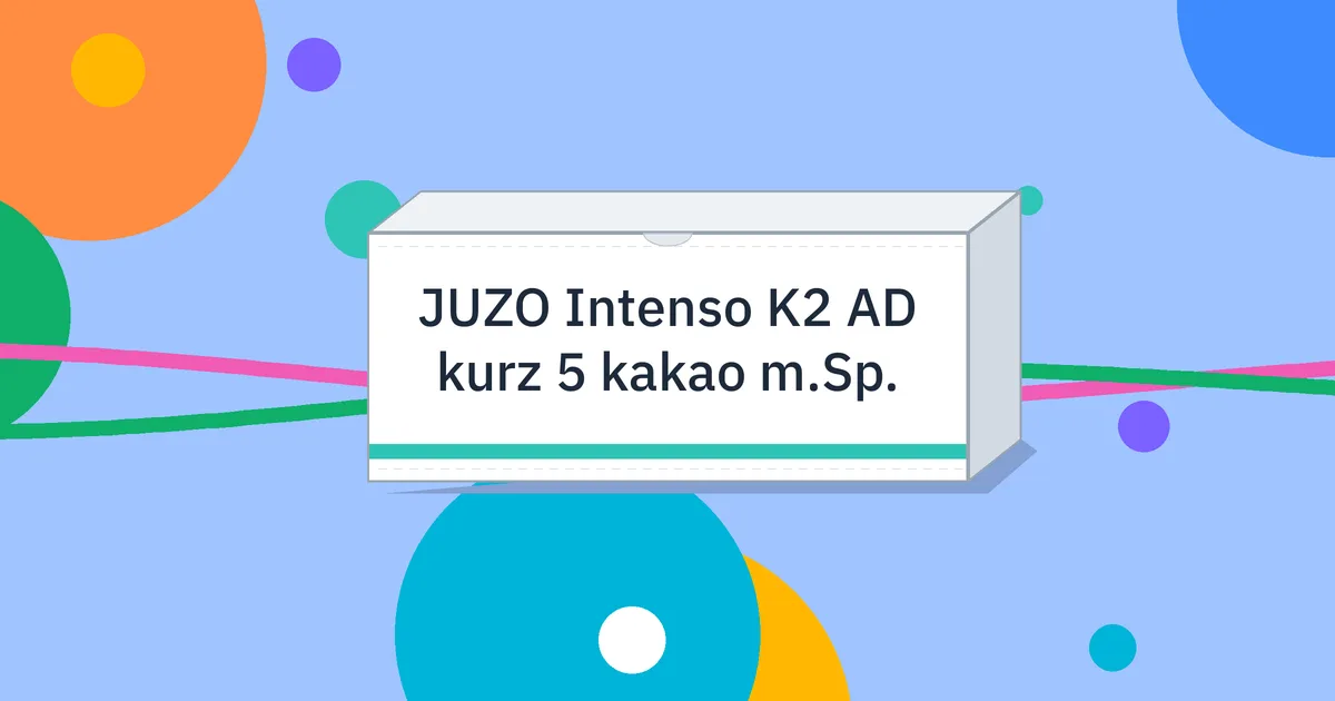 Symbolbild: Packung mit der Aufschrift JUZO Intenso K2 AD kurz 5 kakao m.Sp. (PZN 18607748) – Verfügbarkeit und Bezug in Apotheken in Frankfurt am Main