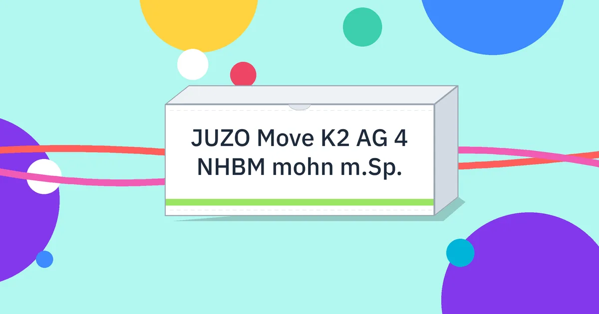 Symbolbild: Packung mit der Aufschrift JUZO Move K2 AG 4 NHBM mohn m.Sp. (PZN 18554986) – Verfügbarkeit und Bezug in Apotheken in Frankfurt am Main