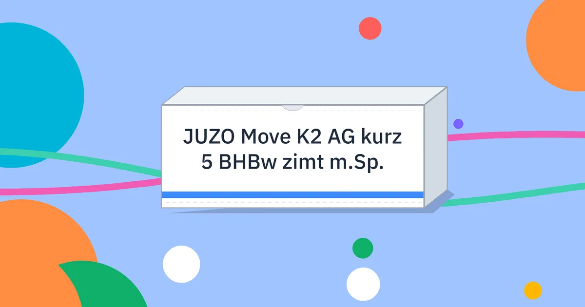 Symbolbild: Packung mit der Aufschrift JUZO Move K2 AG kurz 5 BHBw zimt m.Sp. (PZN 18528397) – Verfügbarkeit und Bezug in Apotheken in Frankfurt am Main