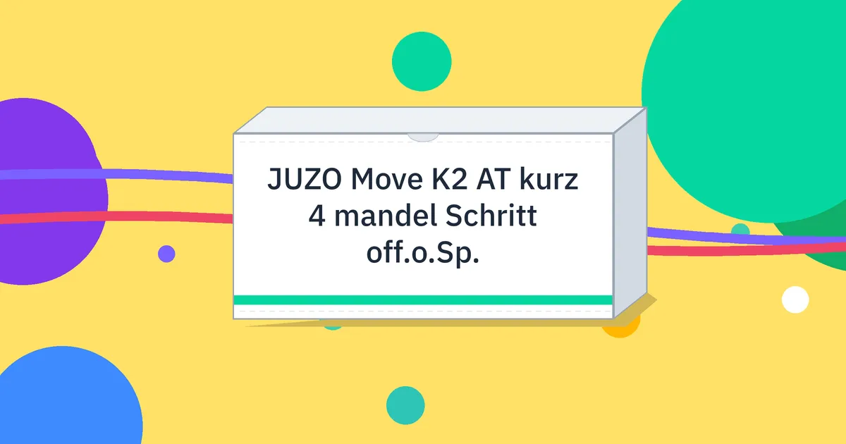 Symbolbild: Packung mit der Aufschrift JUZO Move K2 AT kurz 4 mandel Schritt off.o.Sp. (PZN 20676082) – Verfügbarkeit und Bezug in Apotheken in Frankfurt am Main
