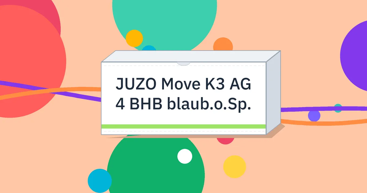 Symbolbild: Packung mit der Aufschrift JUZO Move K3 AG 4 BHB blaub.o.Sp. (PZN 18589430) – Verfügbarkeit und Bezug in Apotheken in Frankfurt am Main
