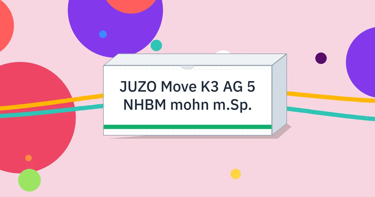 Symbolbild: Packung mit der Aufschrift JUZO Move K3 AG 5 NHBM mohn m.Sp. (PZN 18586638) – Verfügbarkeit und Bezug in Apotheken in Frankfurt am Main