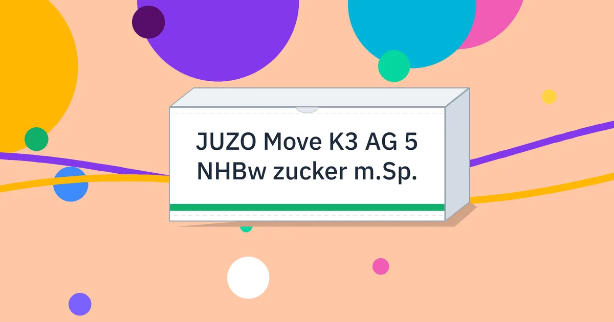 Symbolbild: Packung mit der Aufschrift JUZO Move K3 AG 5 NHBw zucker m.Sp. (PZN 18574486) – Verfügbarkeit und Bezug in Apotheken in Frankfurt am Main